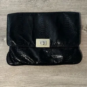 Michael Kors | Bags | Michael Kors Womans Black Python Embossed Leather ...